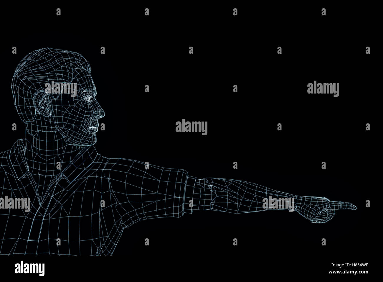 Human Wireframe Hologram in Motion. Nice 3D Rendering Stock Photo - Alamy