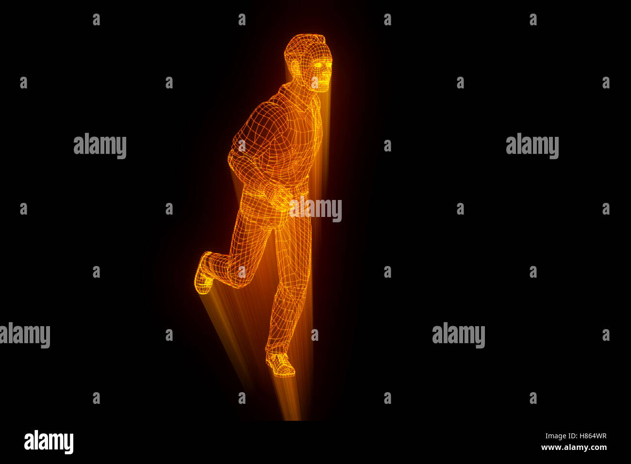 Human Wireframe Hologram in Motion. Nice 3D Rendering Stock Photo - Alamy
