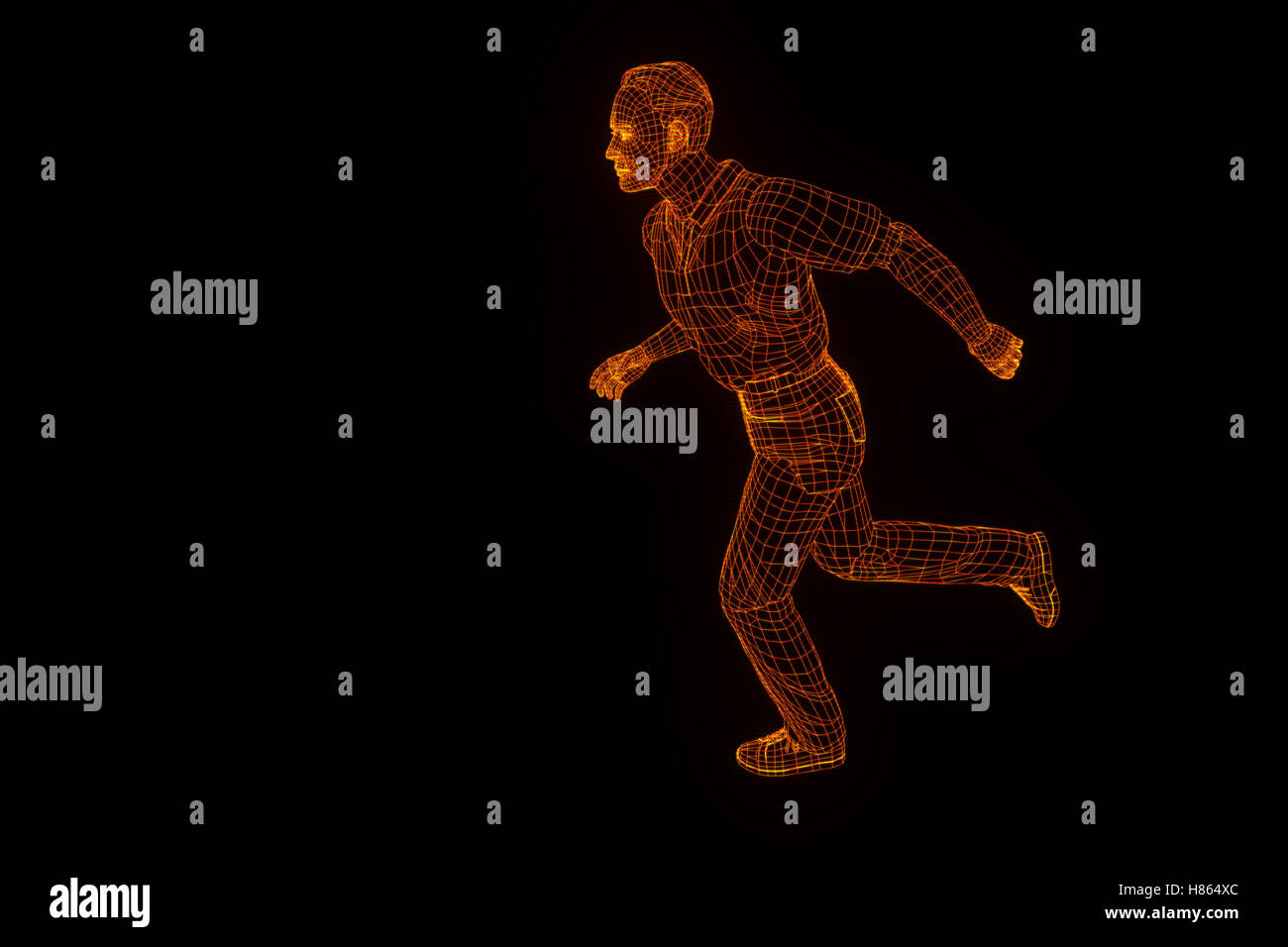 Human Wireframe Hologram in Motion. Nice 3D Rendering Stock Photo - Alamy