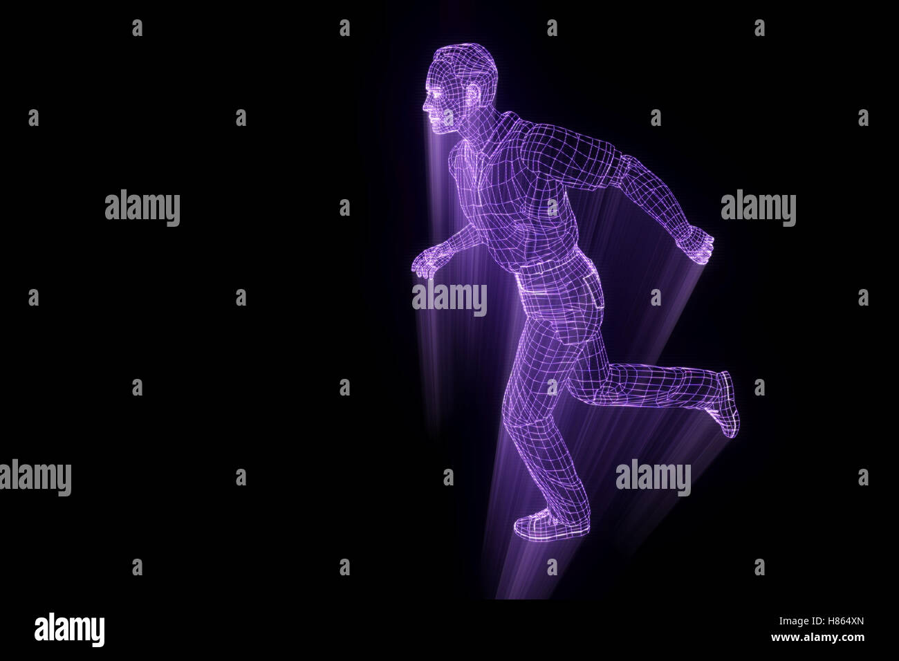 Human Wireframe Hologram in Motion. Nice 3D Rendering Stock Photo - Alamy