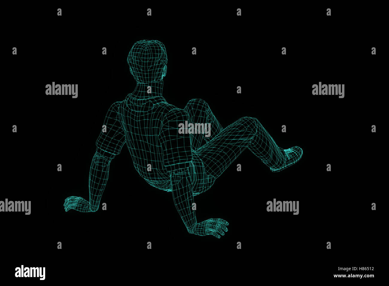 Human Wireframe Hologram in Motion. Nice 3D Rendering Stock Photo - Alamy