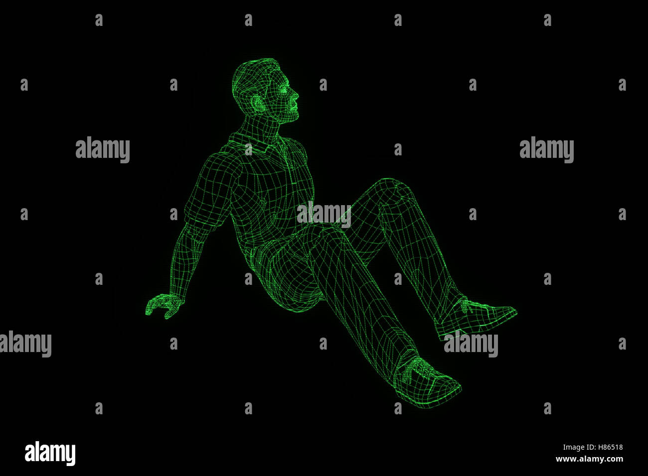 Human Wireframe Hologram in Motion. Nice 3D Rendering Stock Photo - Alamy