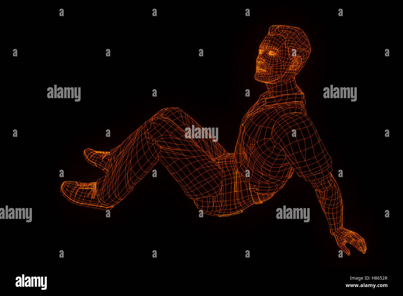 Human Wireframe Hologram in Motion. Nice 3D Rendering Stock Photo - Alamy