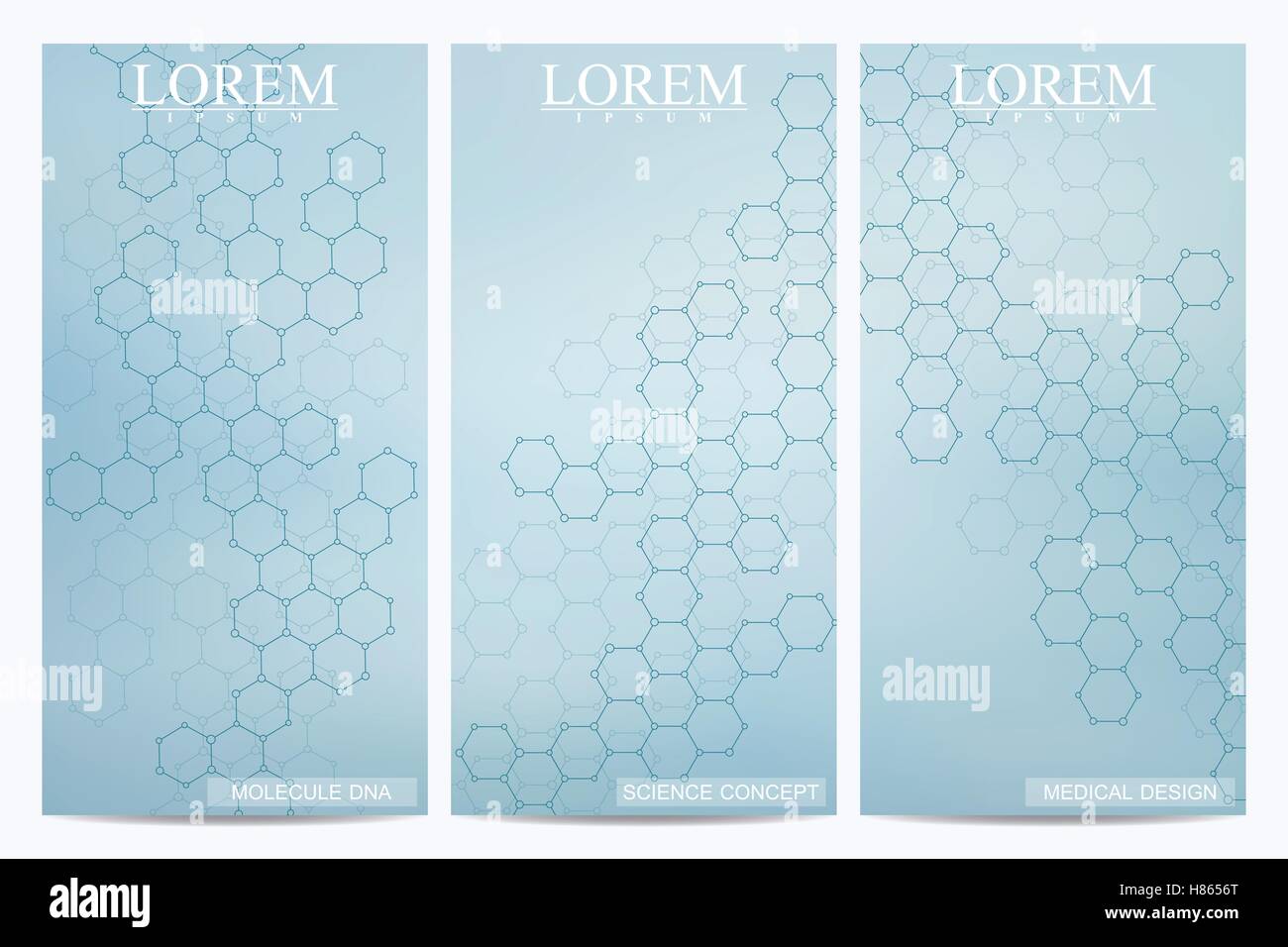 Set of modern vector flyers. Abstract background with molecule ...