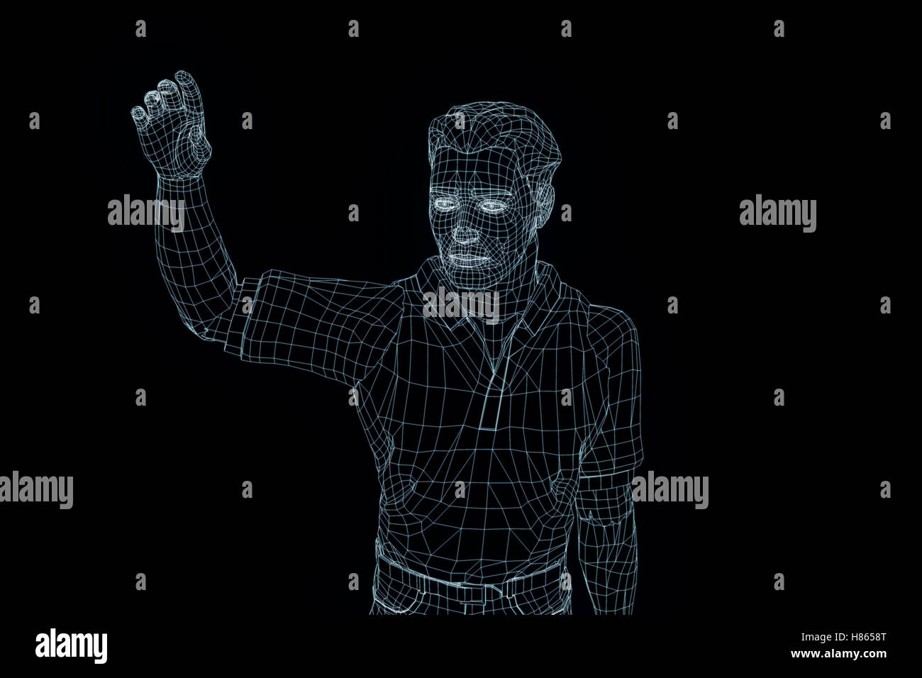 Human Wireframe Hologram in Motion. Nice 3D Rendering Stock Photo - Alamy