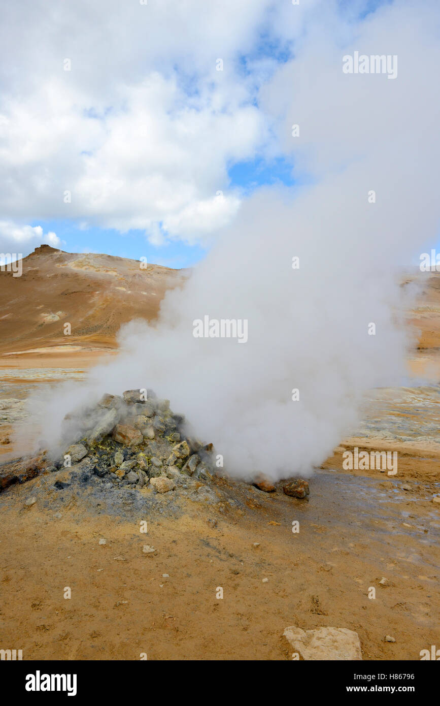 Solfatara in geothermal area, Hverir, Iceland Stock Photo - Alamy