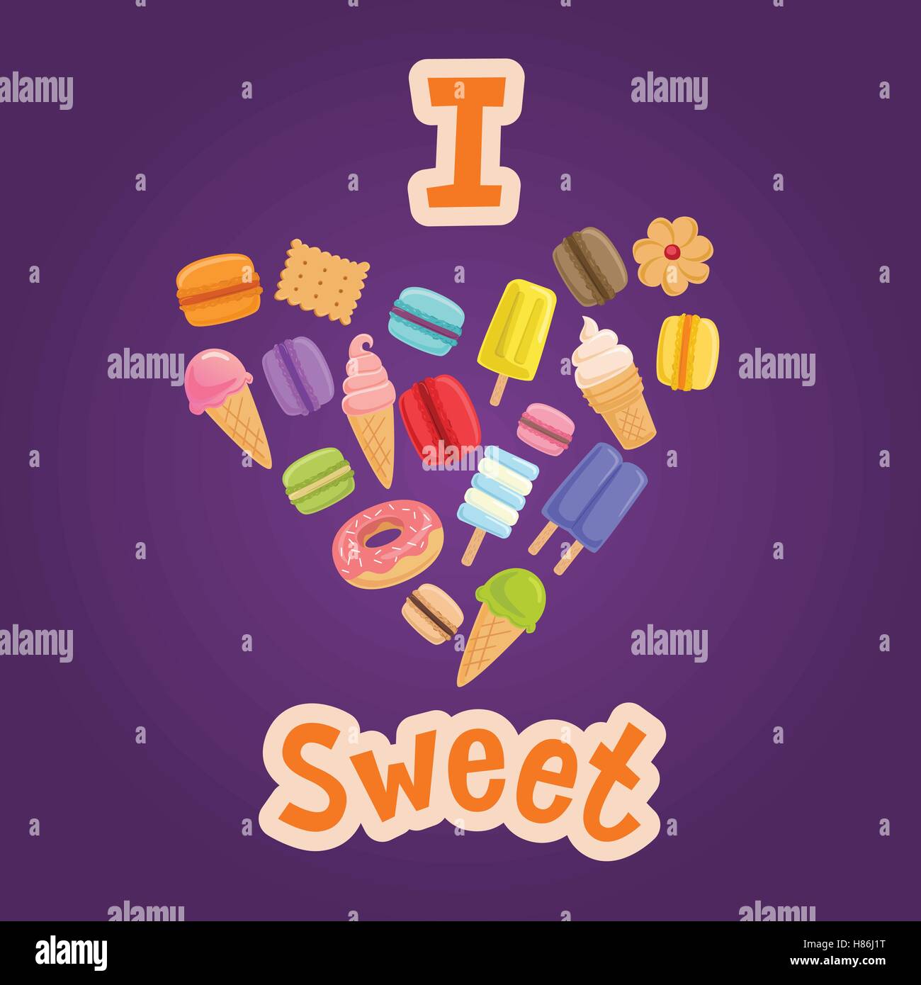 Poster I love Sweet. Vector illustration Stock Vector Image & Art - Alamy