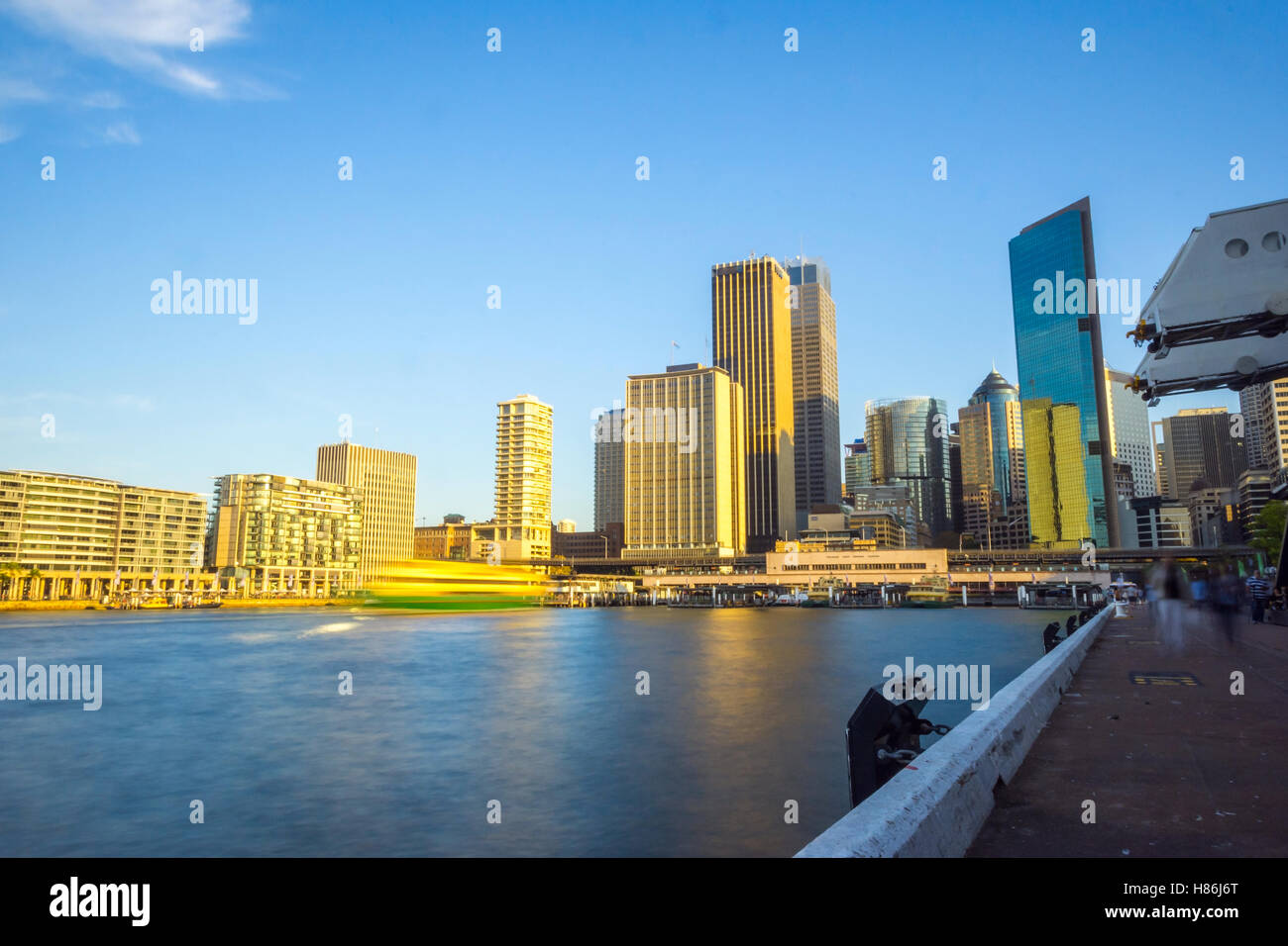 View on Sydney downtown at Circular quay with ferry terminal in daytime ...