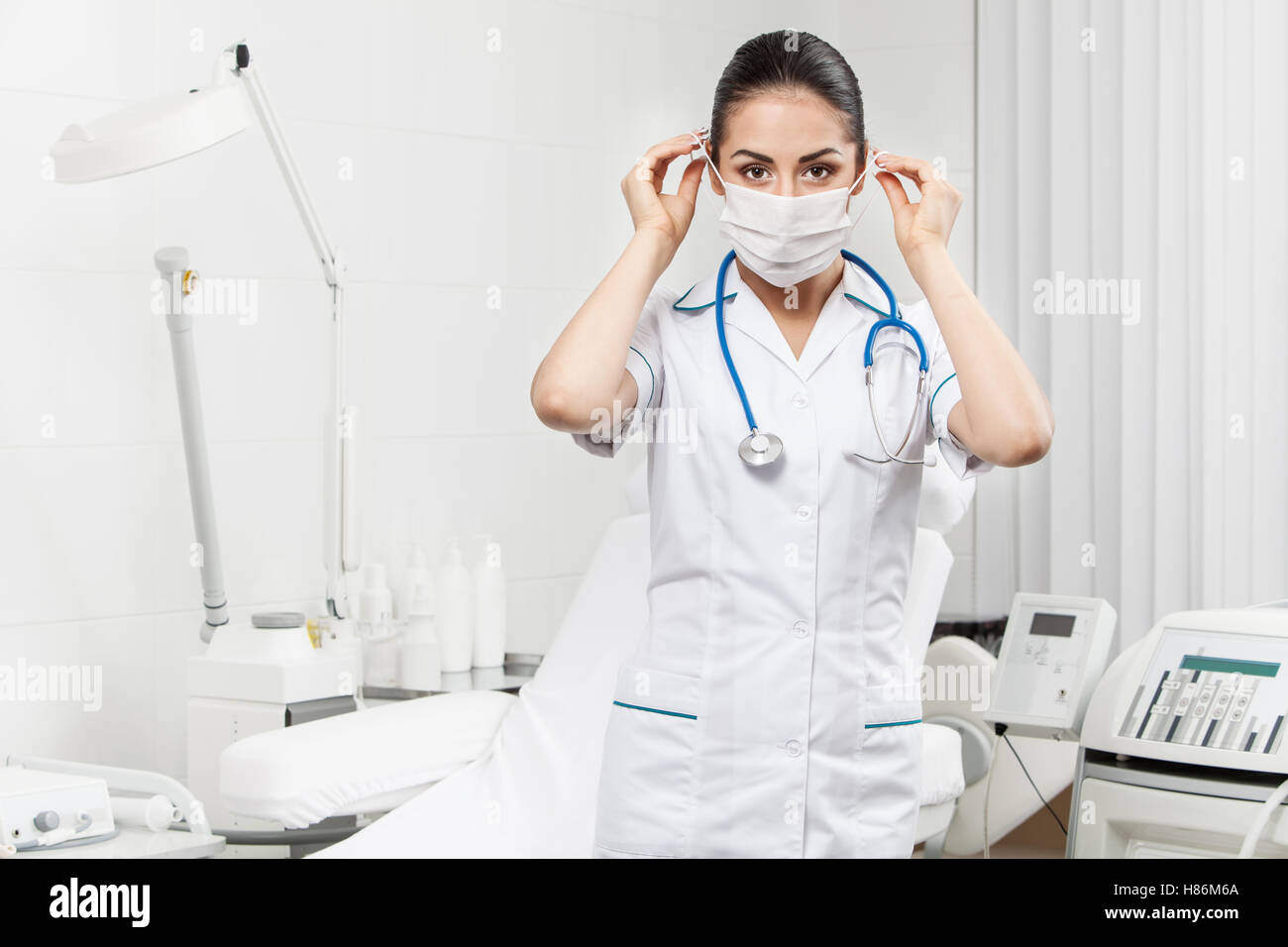 beautiful brunette woman medical worker Stock Photo - Alamy