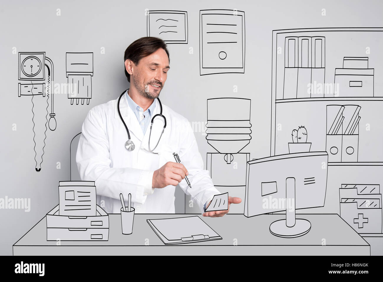 Smiling happy doctor giving prescription Stock Photo - Alamy
