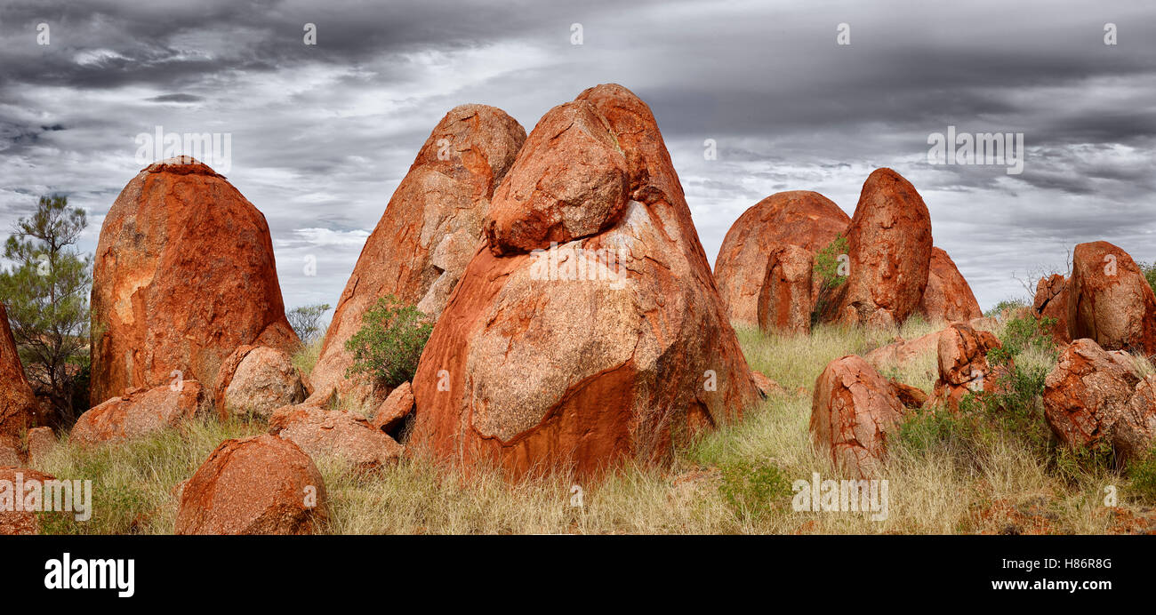 Granite boulders formed by spheroidal weathering in the semi-desert ...