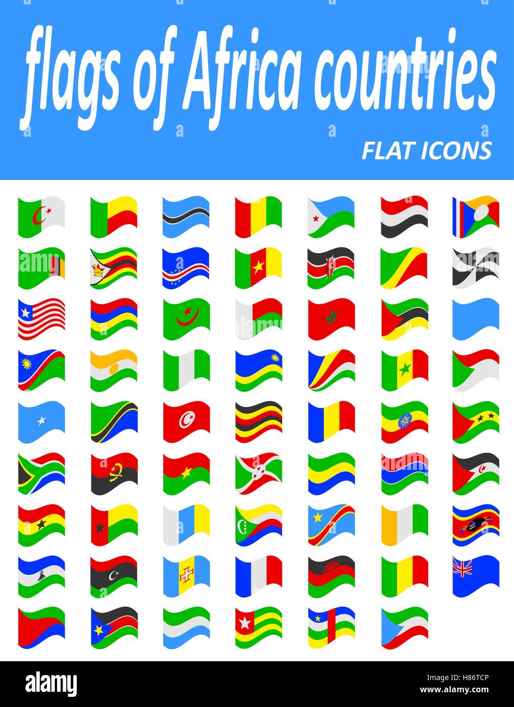 Flags Of Africa Countries Flat Icons Vector Illustration Isolated On
