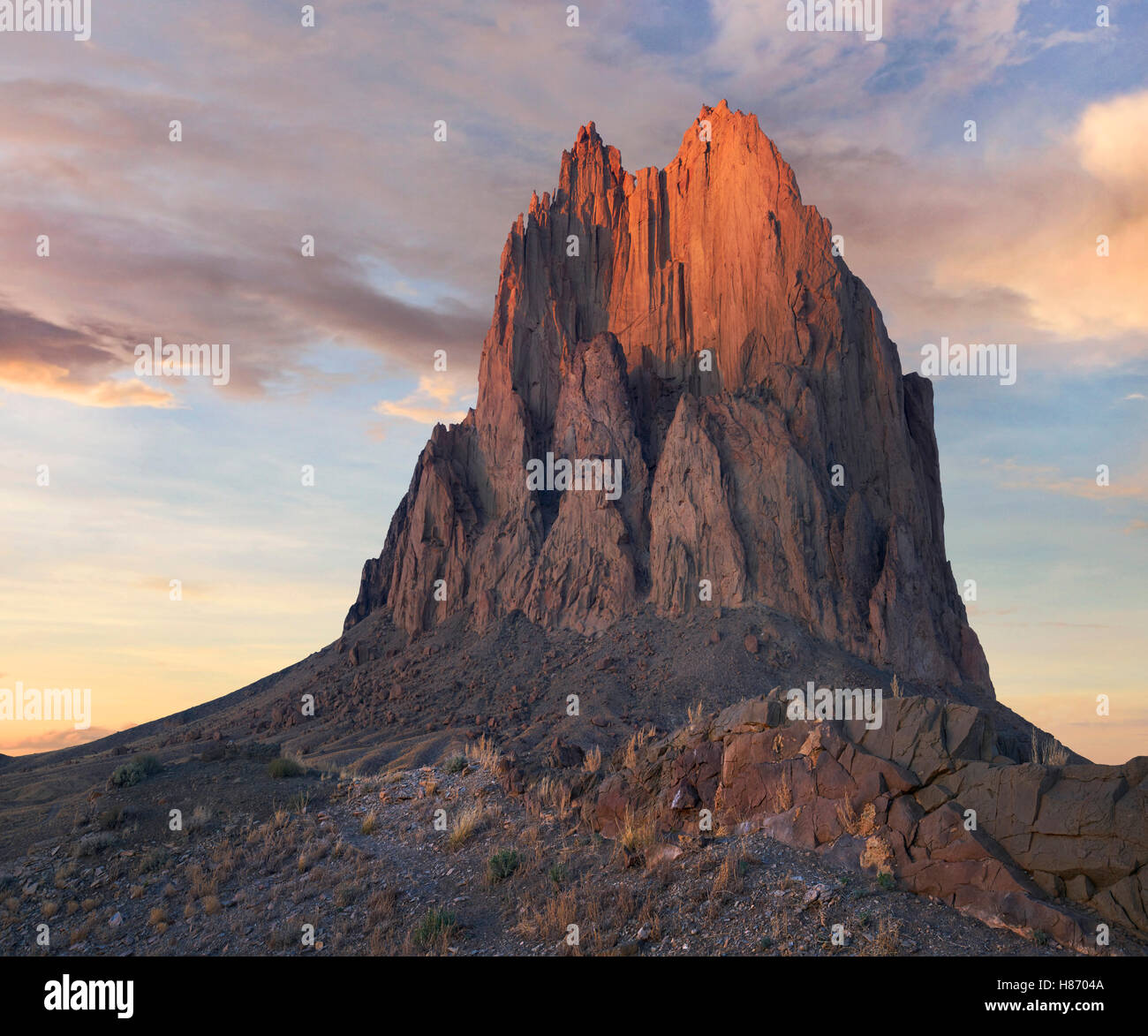 Rock formation,basalt core of an extinct volcano, Ship Rock, New Mexico ...