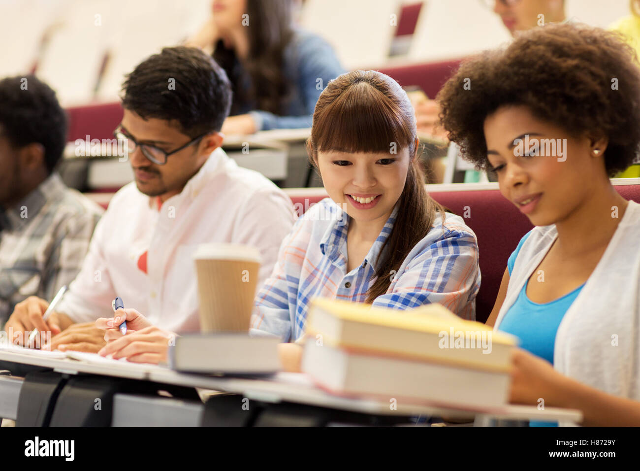 group of international students talking on lecture Stock Photo - Alamy