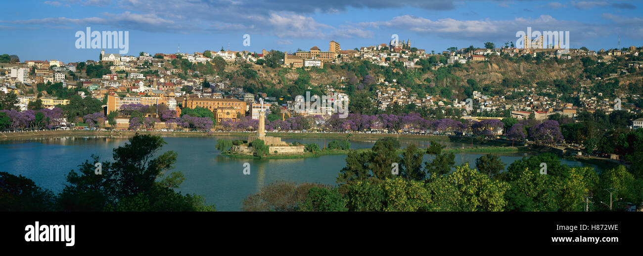 Lake Anosy surrounded by buildings, Antananarivo, capital of Madagascar ...