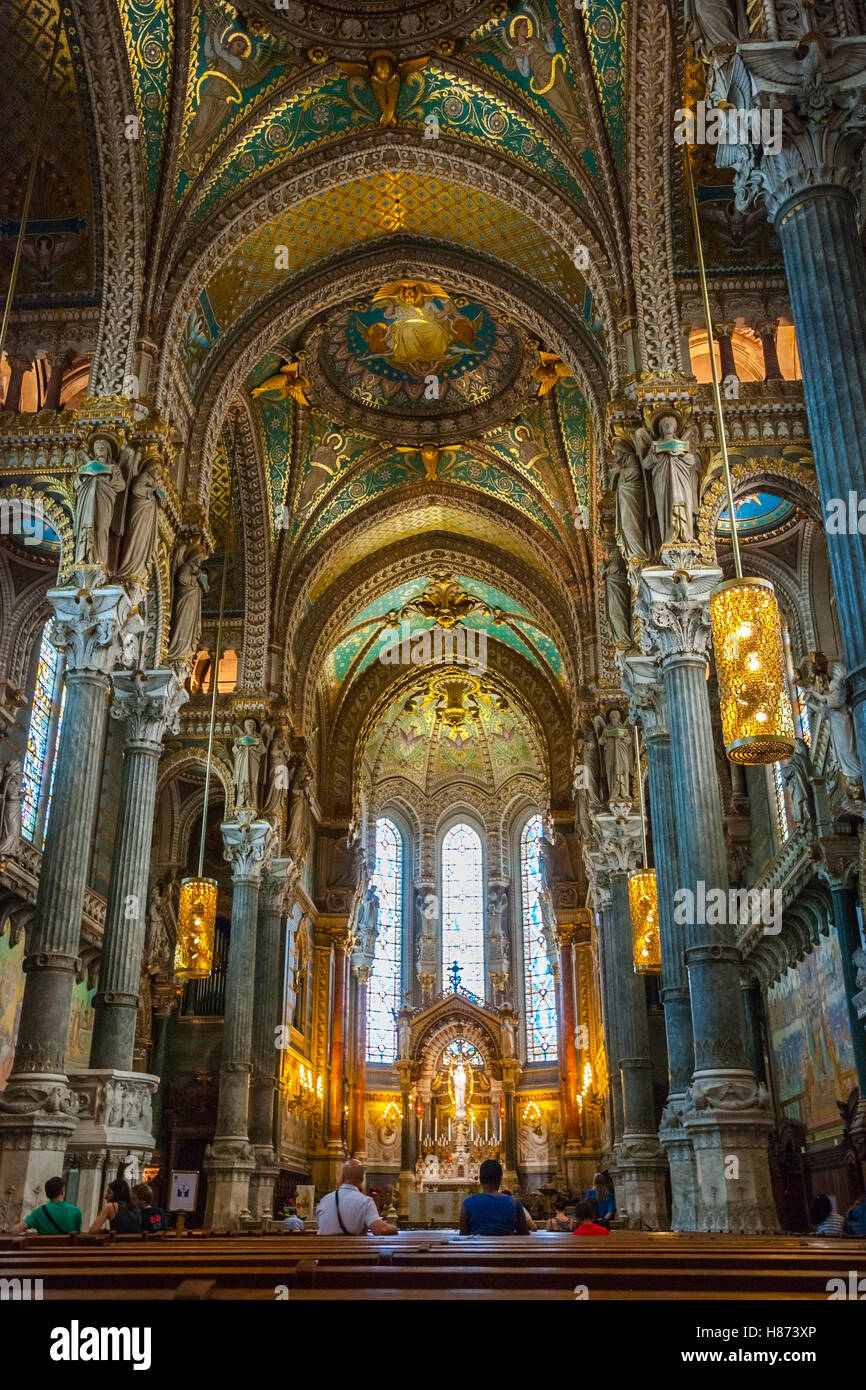 Interior of Lyon cathedral of dedicated Saint John the Baptist Stock ...