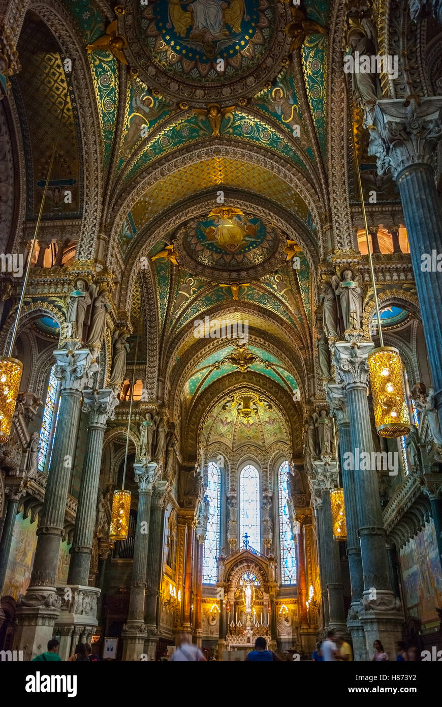 Interior of Lyon cathedral of dedicated Saint John the Baptist Stock ...