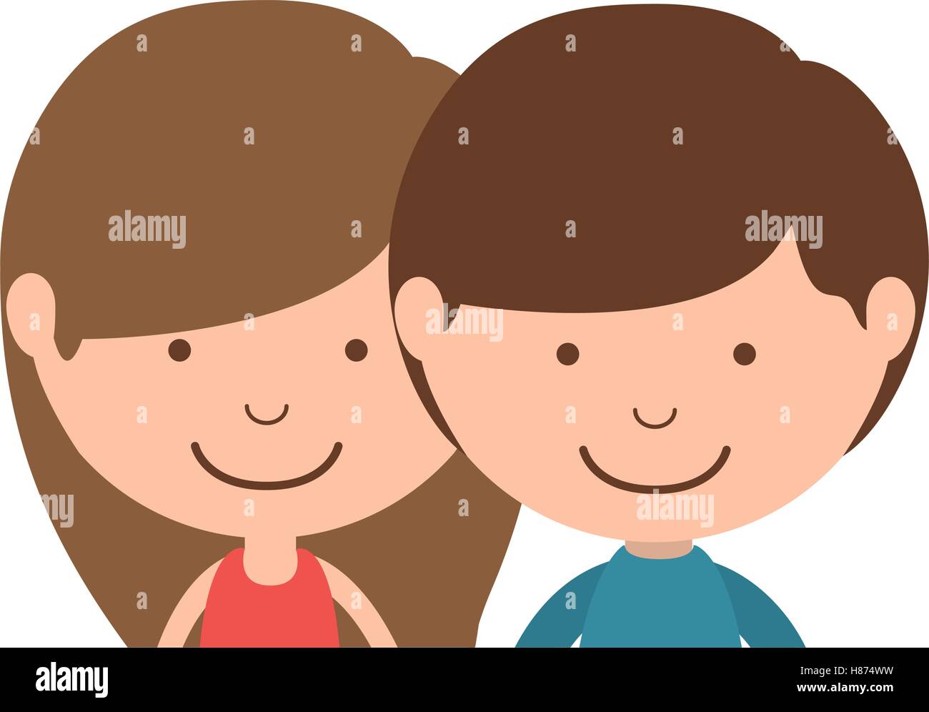 couple of children half body vector illustration Stock Vector Image ...