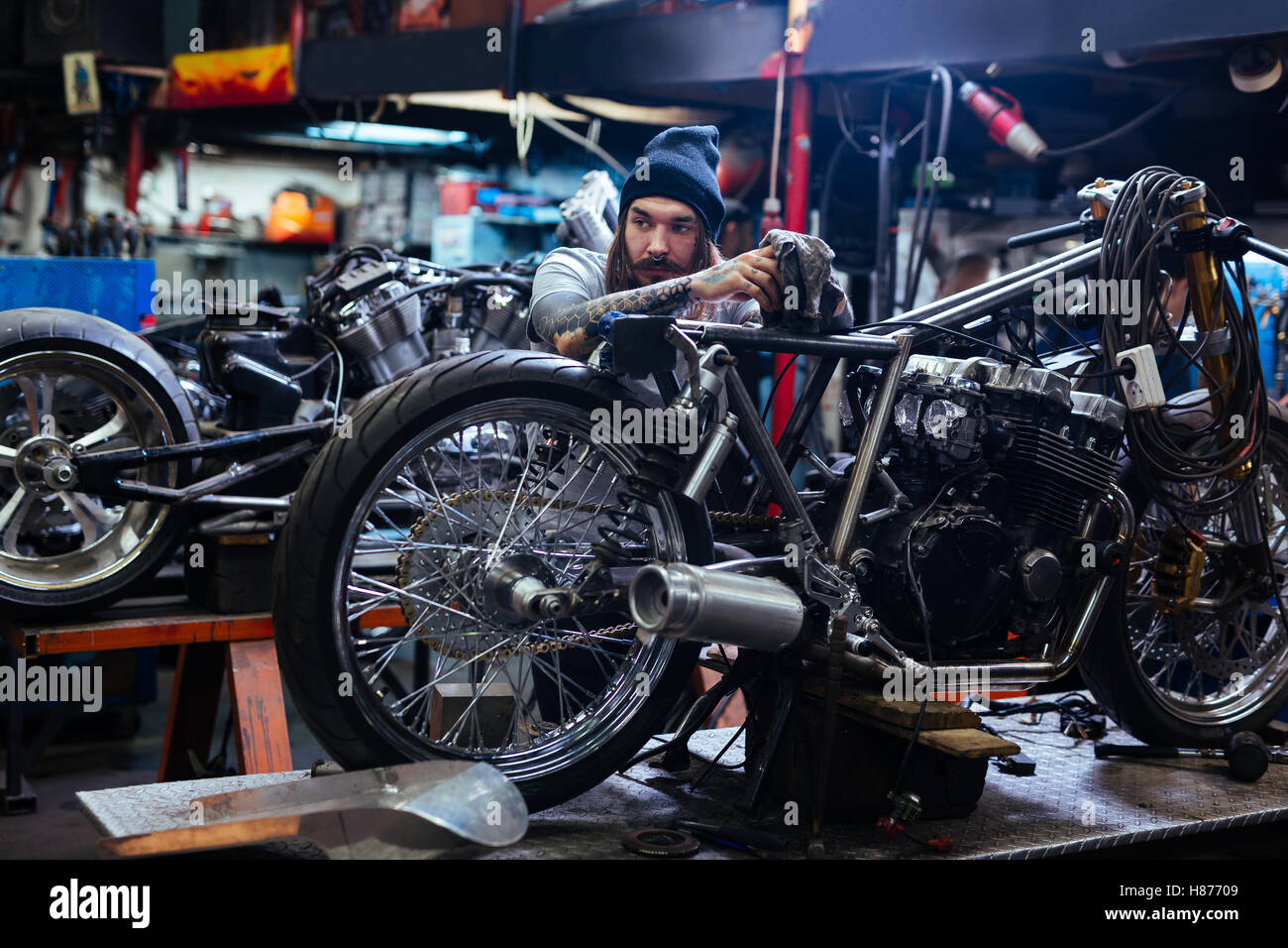 Repairing custom bike Stock Photo - Alamy