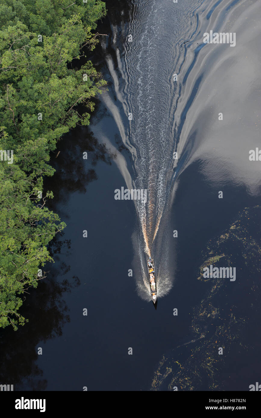 Boat on river, Pomeroon River, Guyana Stock Photo - Alamy