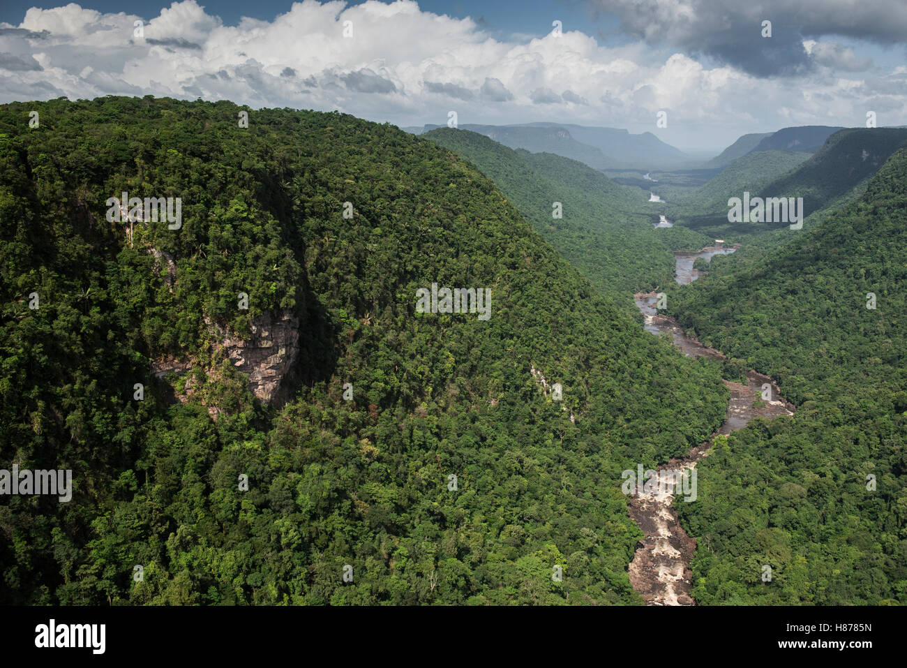 Potaro River cutting through Kaieteur Gorge, Kaieteur National Park ...
