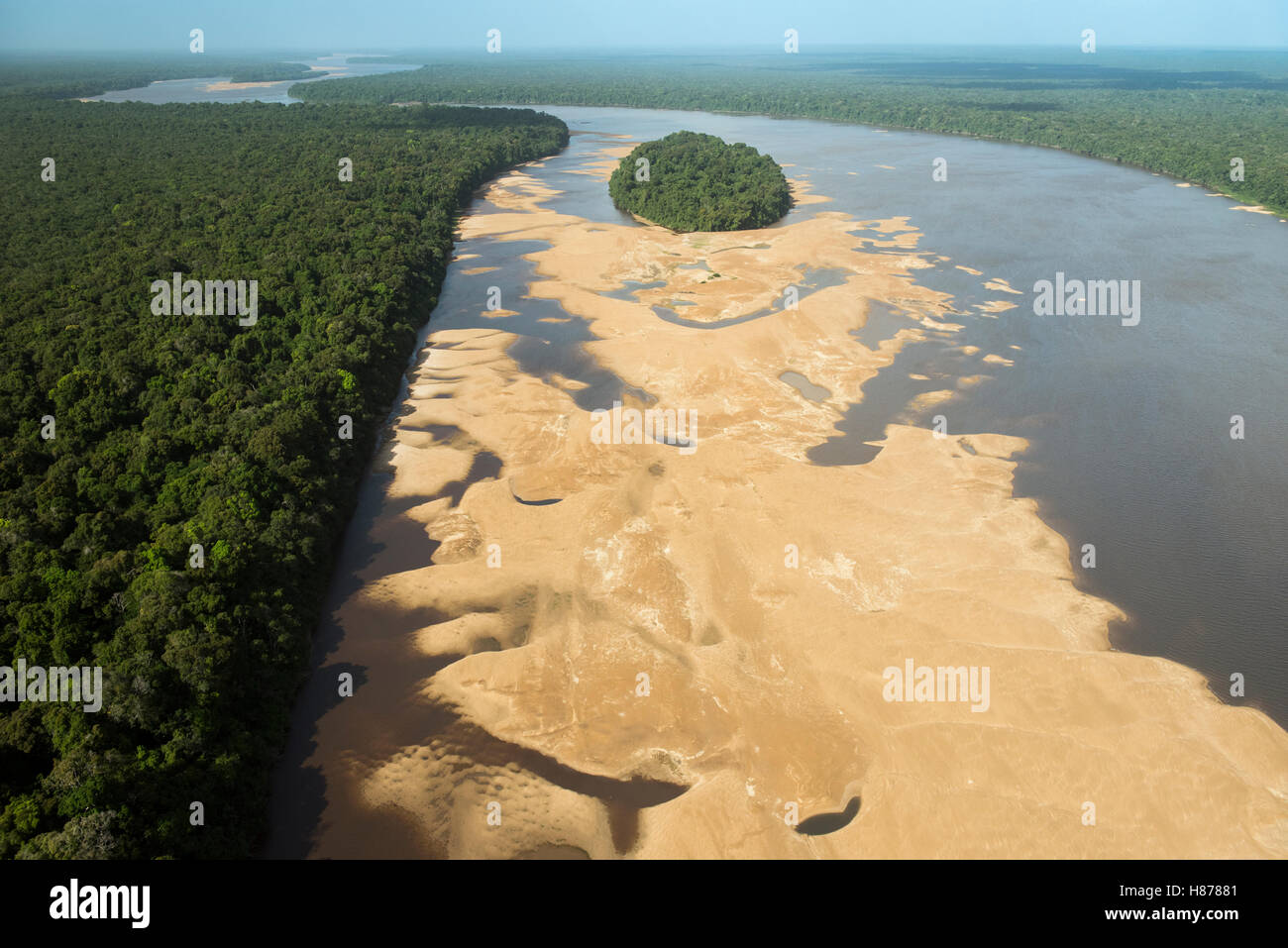 Sandbank in river, Essequibo River, Guyana Stock Photo - Alamy