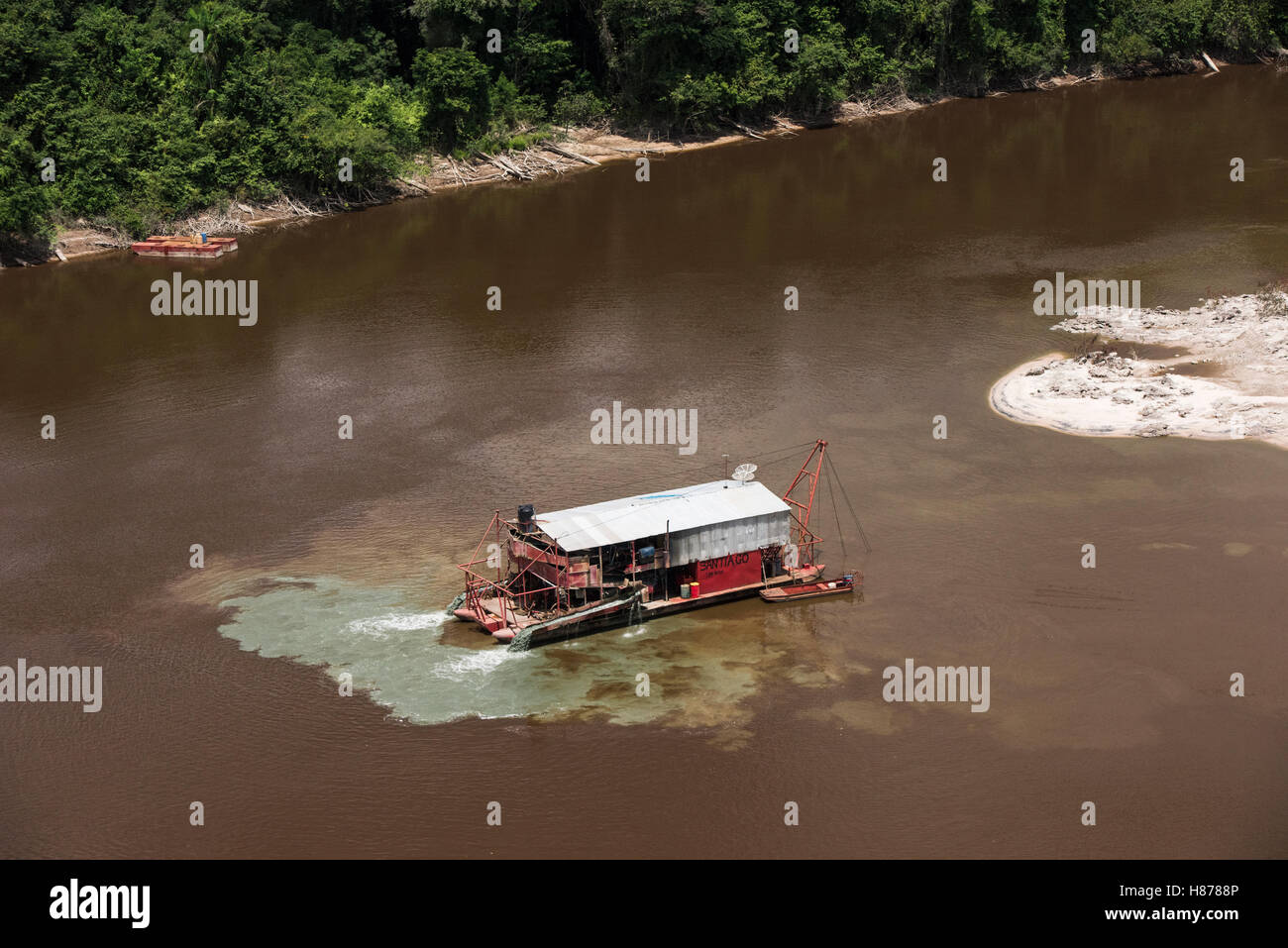 Gold dredger, Mazaruni River, Guyana Stock Photo - Alamy
