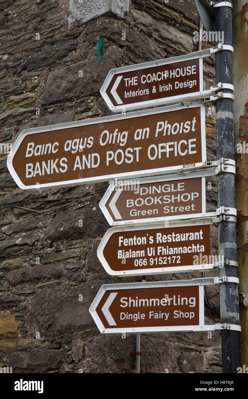 Dingle Landmarks Signpost, Ireland Stock Photo - Alamy