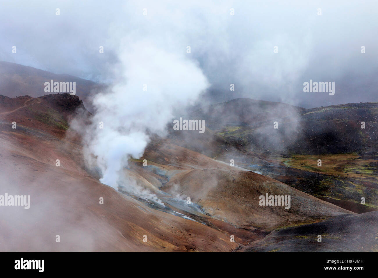 Steaming fumaroles in volcanic area, Kerlingarfjöll, Iceland Stock ...