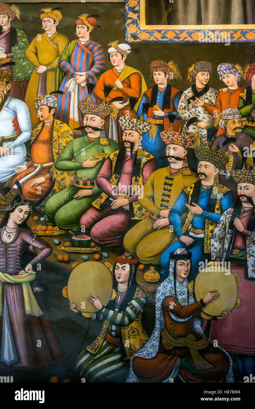 Colorful fresco of forty columns palace in Isfahan Iran Stock Photo - Alamy