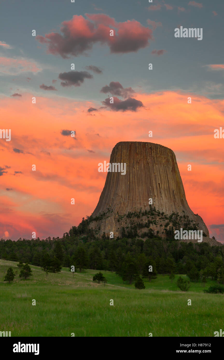 Devil's Tower National Monument showing famous basalt tower, sacred ...