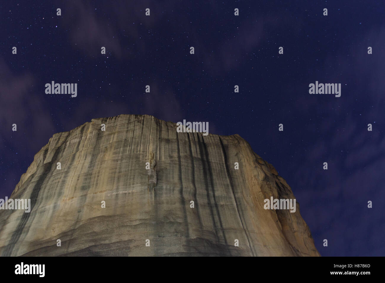 view on night sky above rock in Meteora, Greece Stock Photo - Alamy