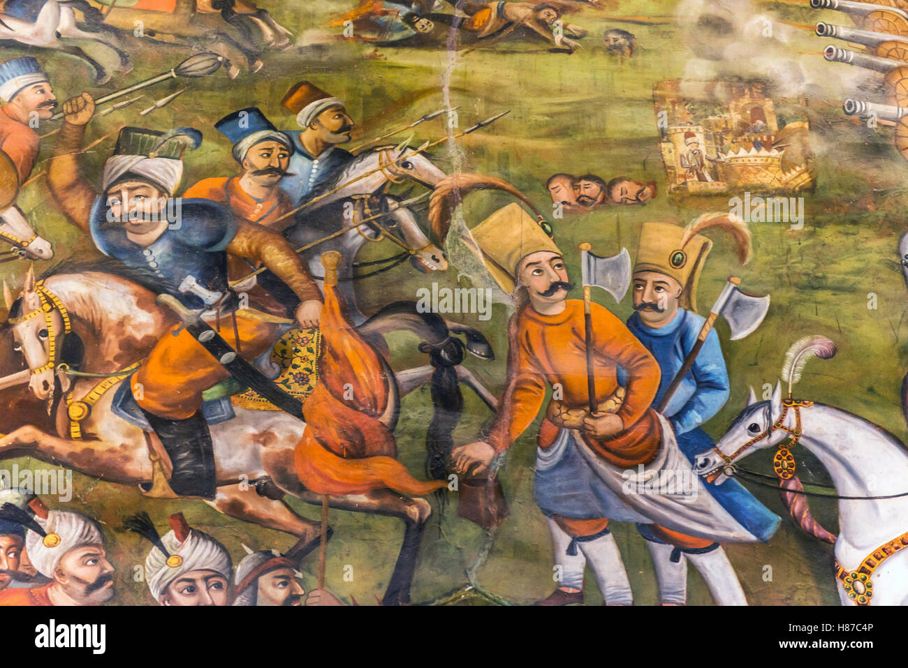 Colorful fresco of Chaldiran Battle beween Ottomans and Persians forty ...