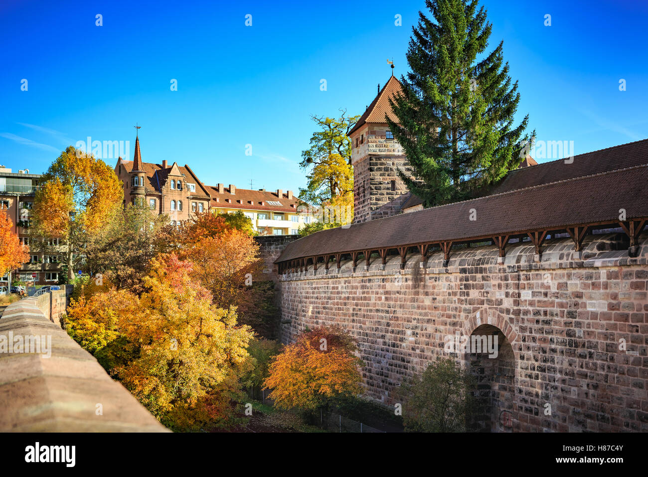The Maxtormauer wall in Nuremberg town, Germany Stock Photo - Alamy