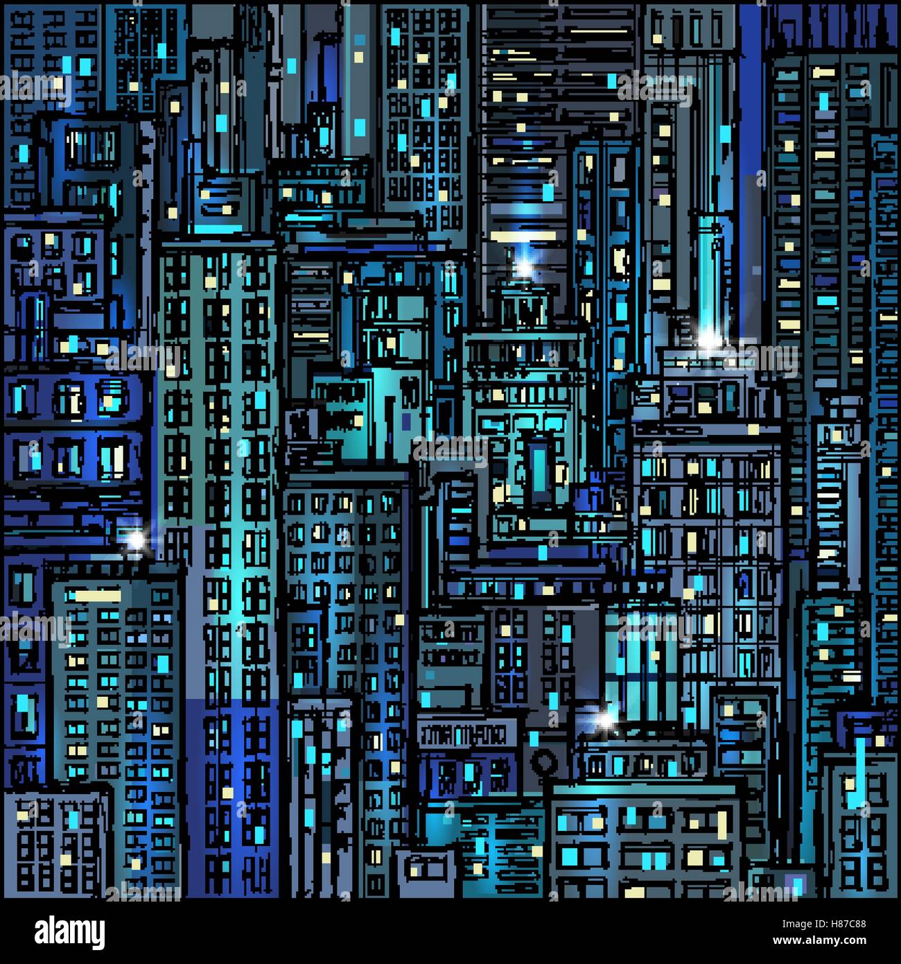 Cityscape hand drawn, vector illustration Stock Vector Image & Art - Alamy