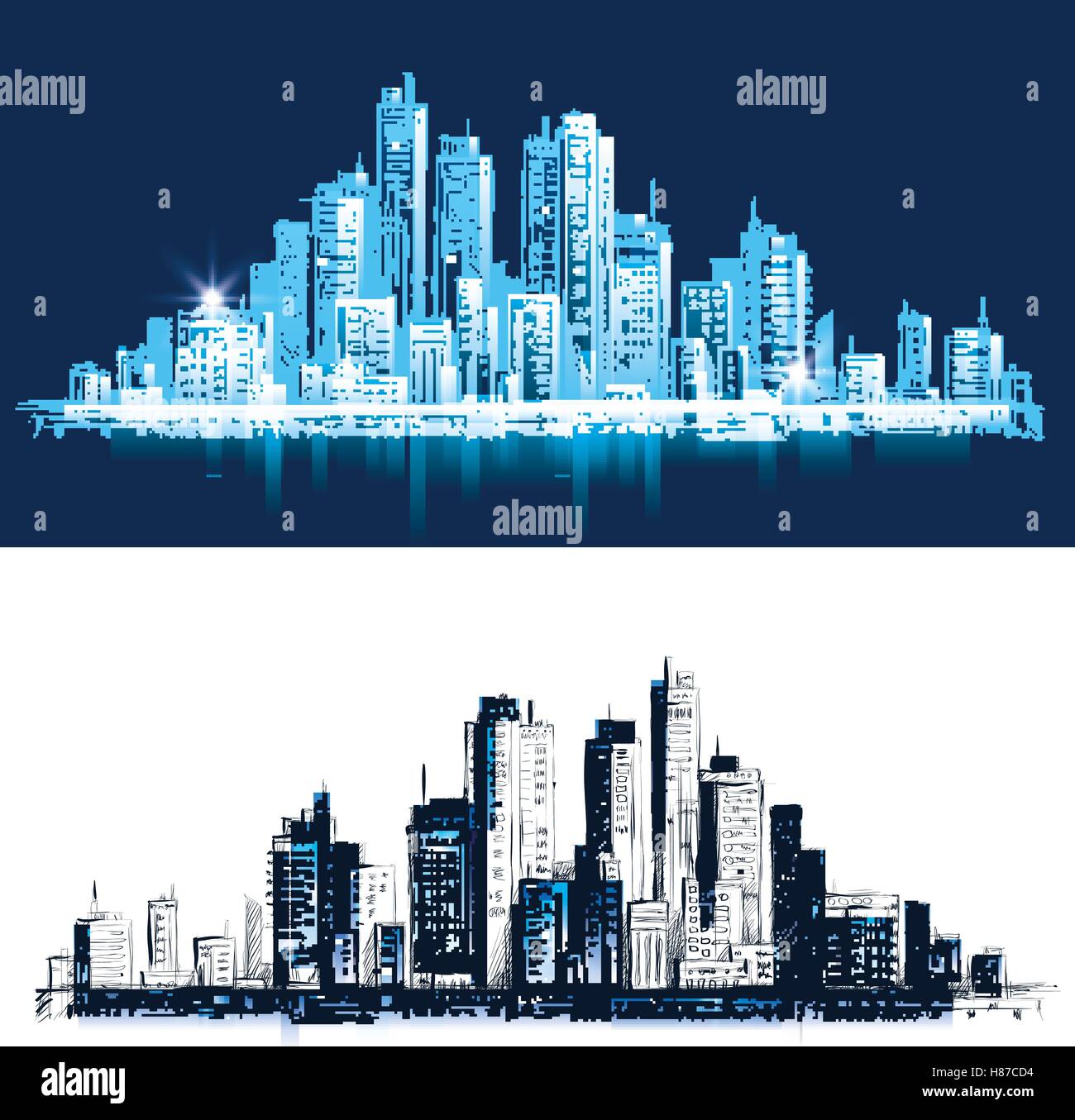 Cityscape hand drawn, vector illustration Stock Vector Image & Art - Alamy