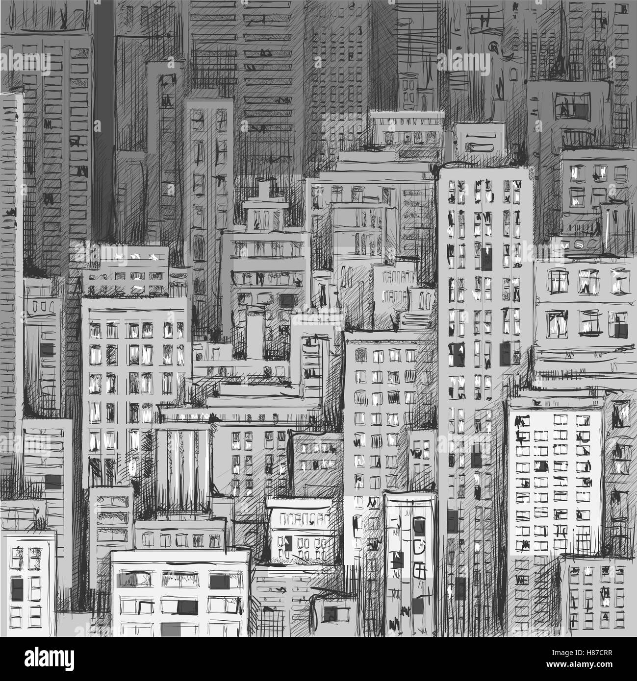 Cityscape hand drawn, vector illustration Stock Vector Image & Art - Alamy