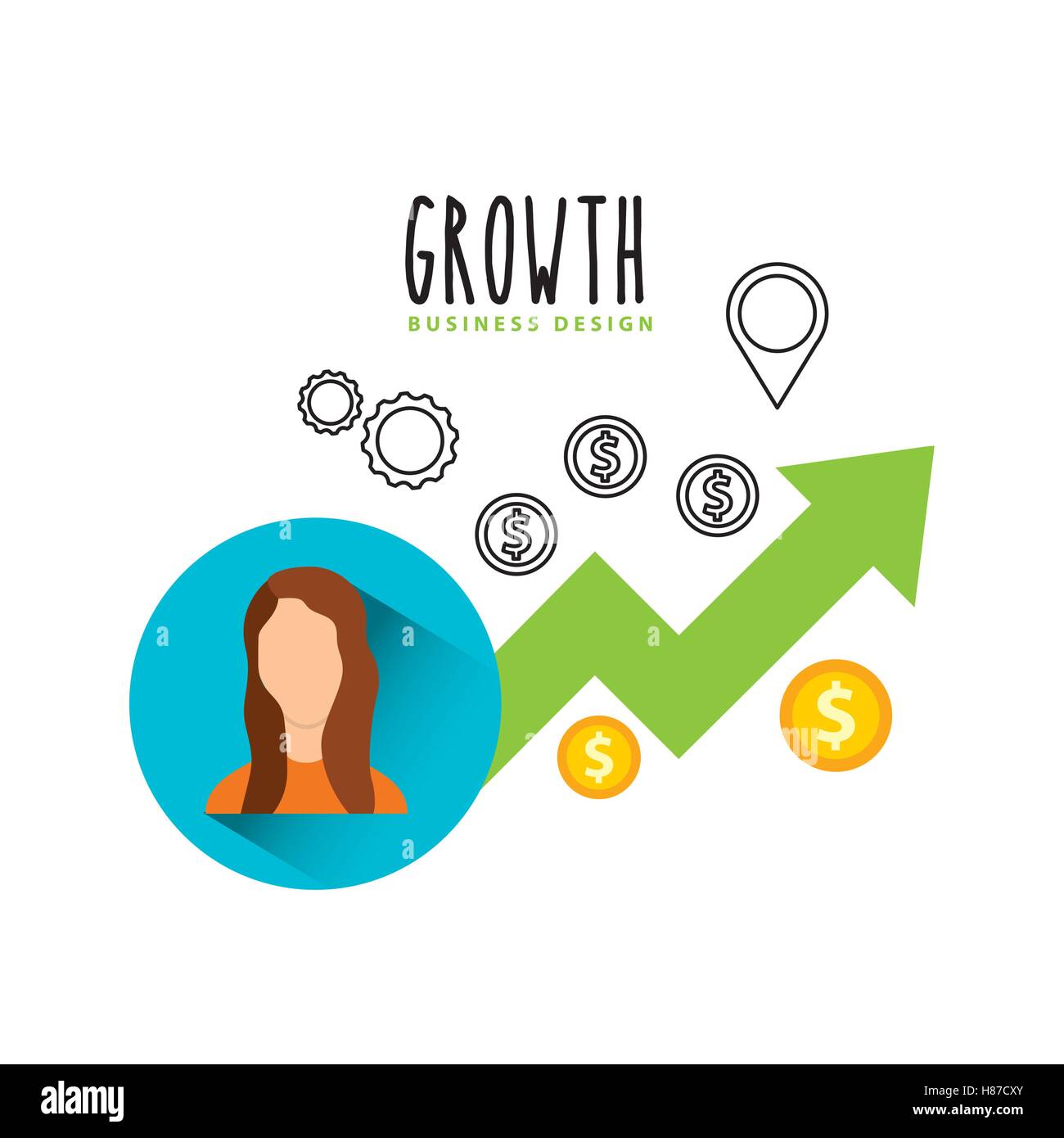 Business growth funds flat icons vector illustration design Stock ...