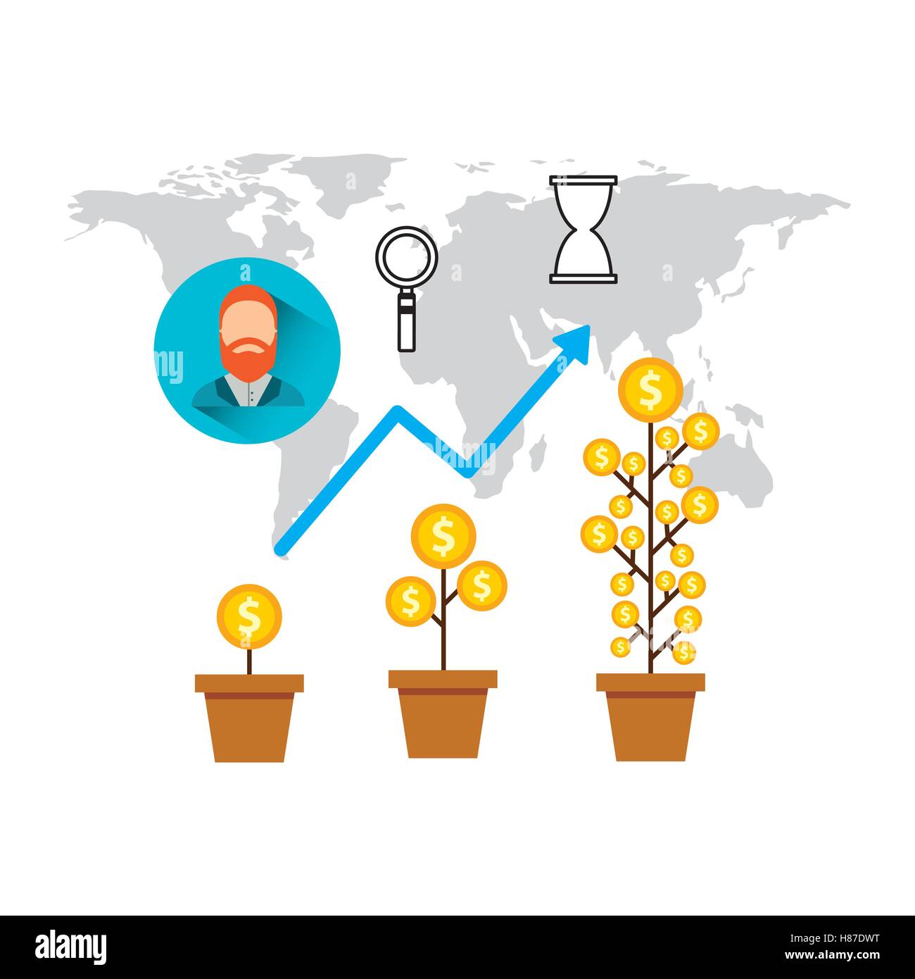 Business growth funds flat icons vector illustration design Stock ...