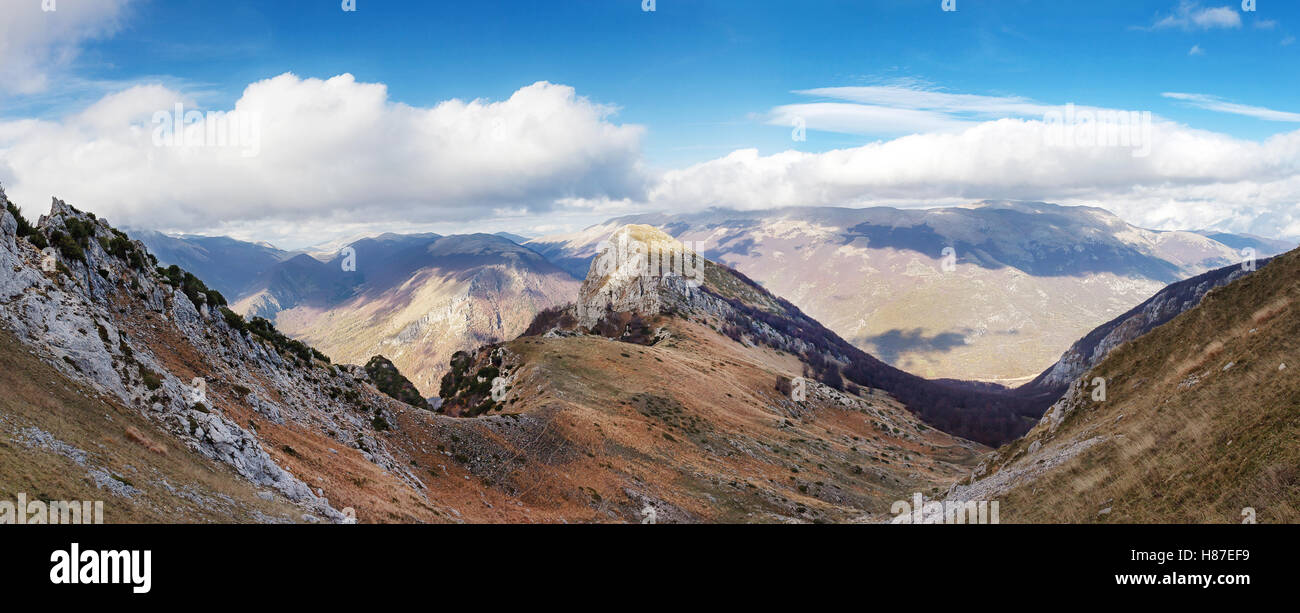The central Italian Apennines Mountains panorama. Seen from the valley ...