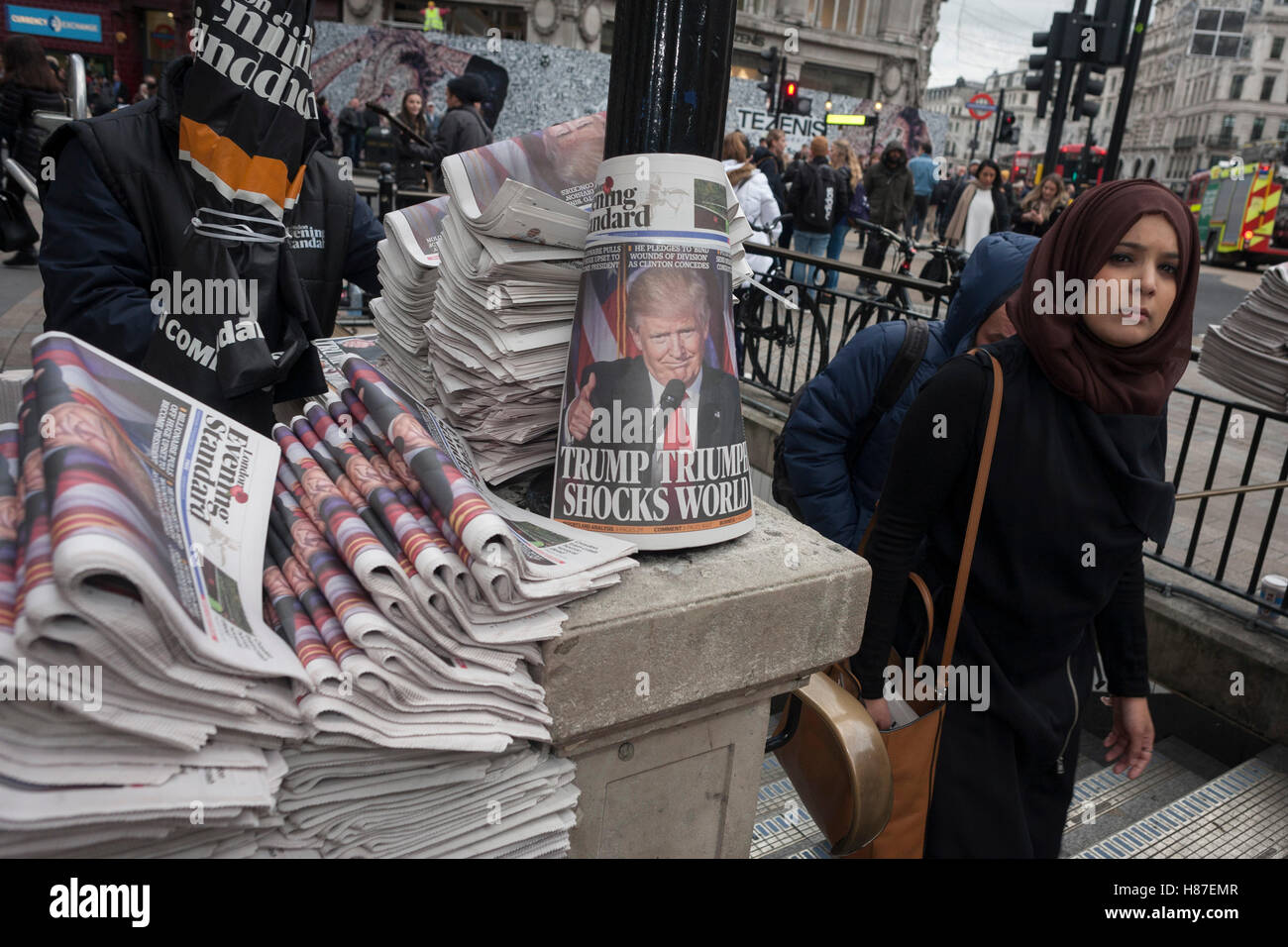 London, 9th November 2016: US president-elect, Donald Trump appears on ...