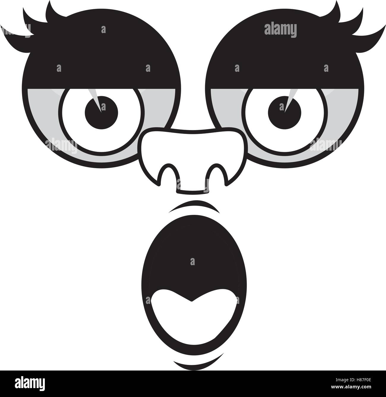 silhouette of cartoon face with lazy expression over white background ...