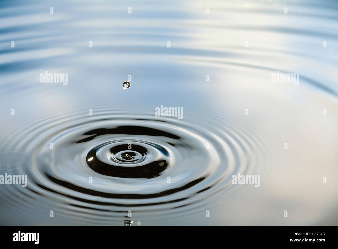 Ripples created by a drop of water splashing into a calm pool Stock ...