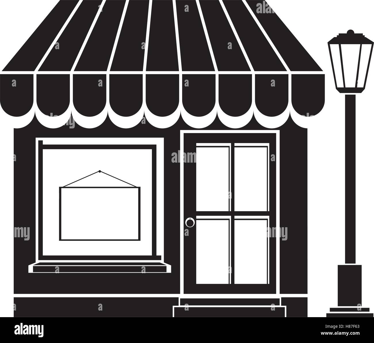 silhouette of little store building icon over white background. vector ...