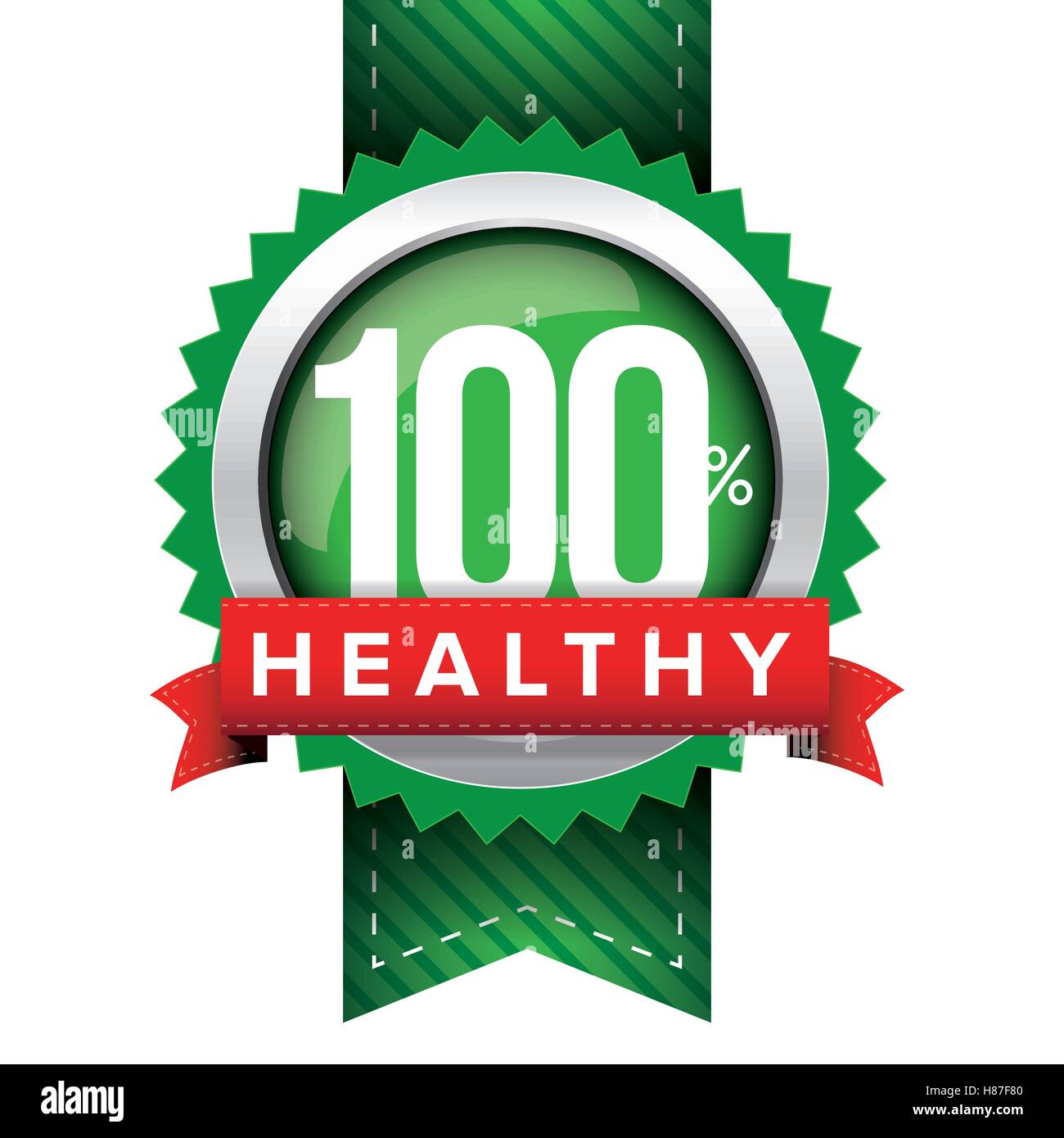 Hundred percent healthy green ribbon Stock Vector Image & Art - Alamy