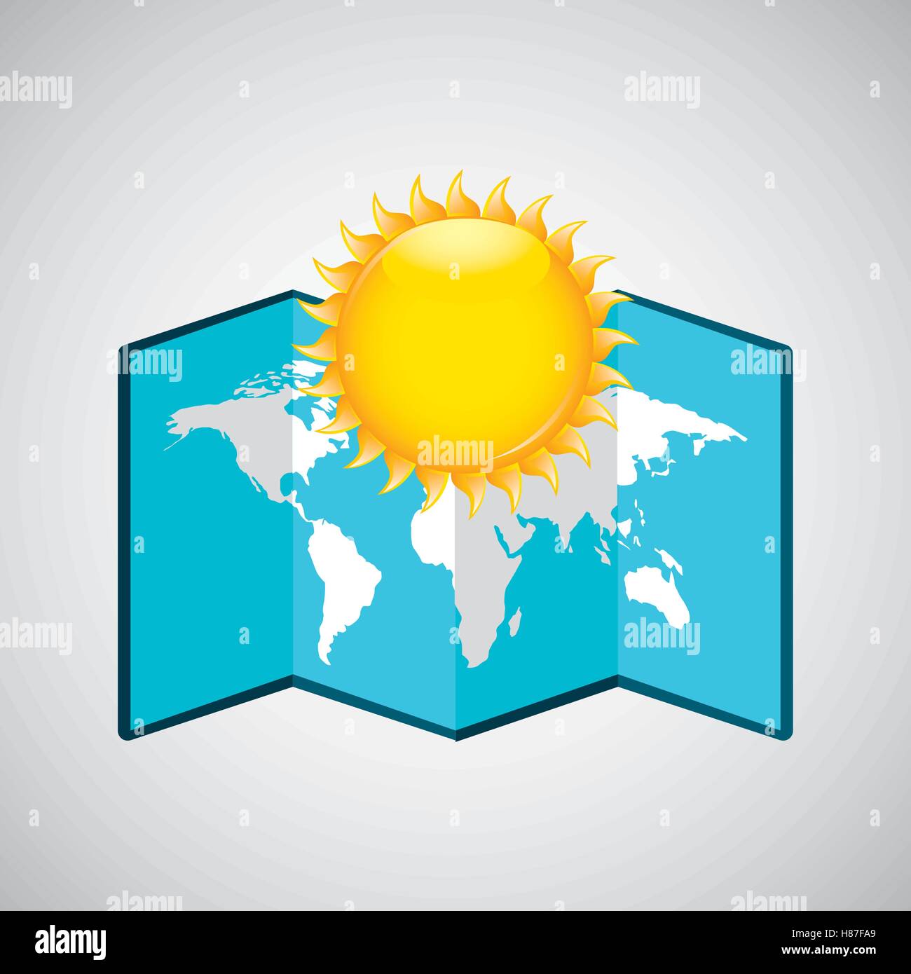 map with icon sun weather graphic vector illustration eps 10 Stock ...
