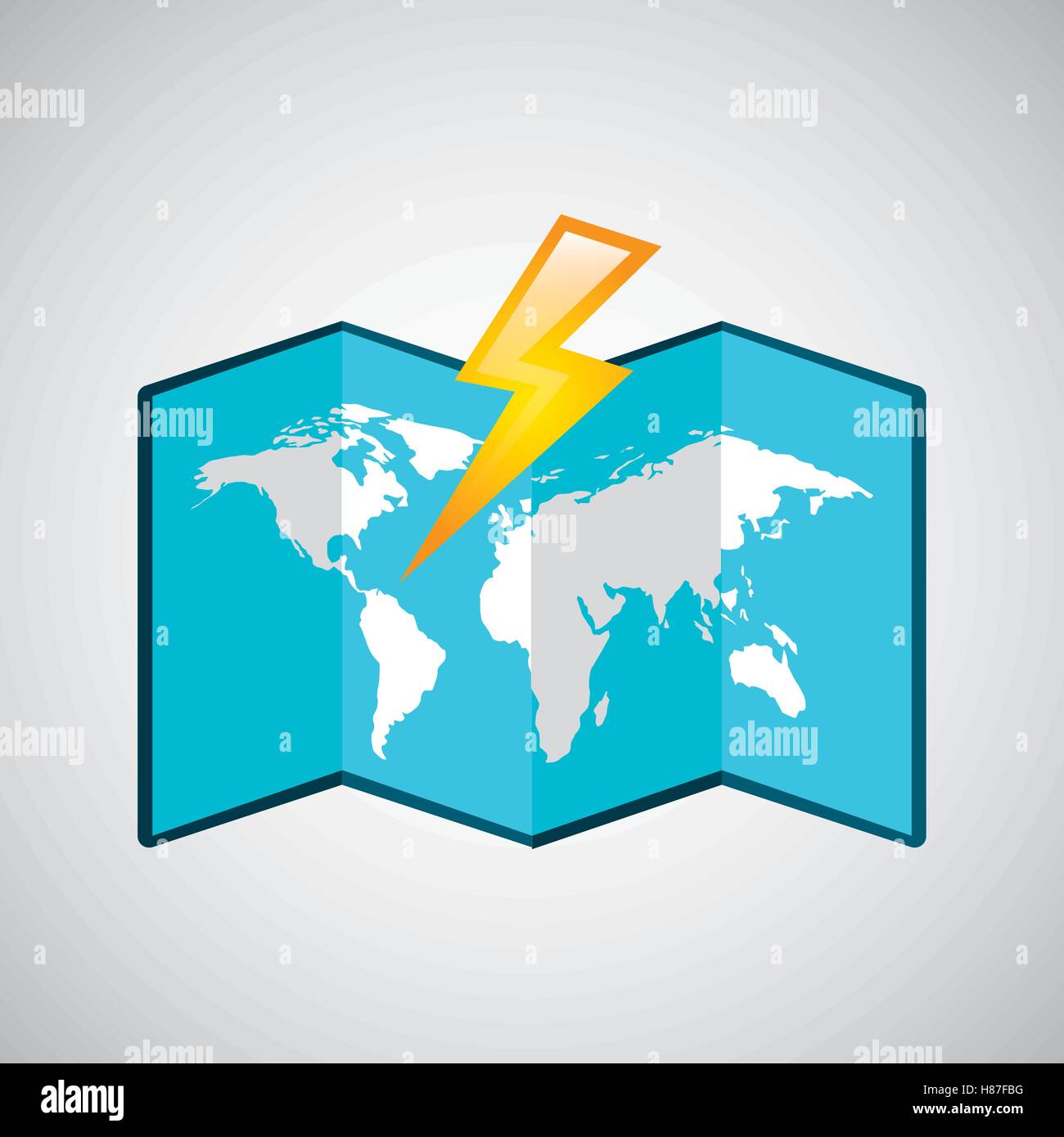map with icon lightning weather graphic vector illustration eps 10 ...