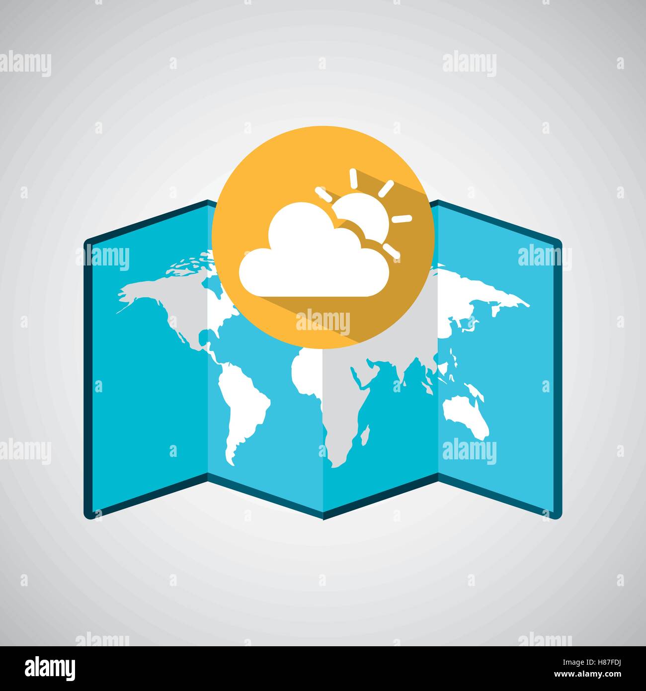 map with icon cloud and sun weather graphic vector illustration eps 10 ...