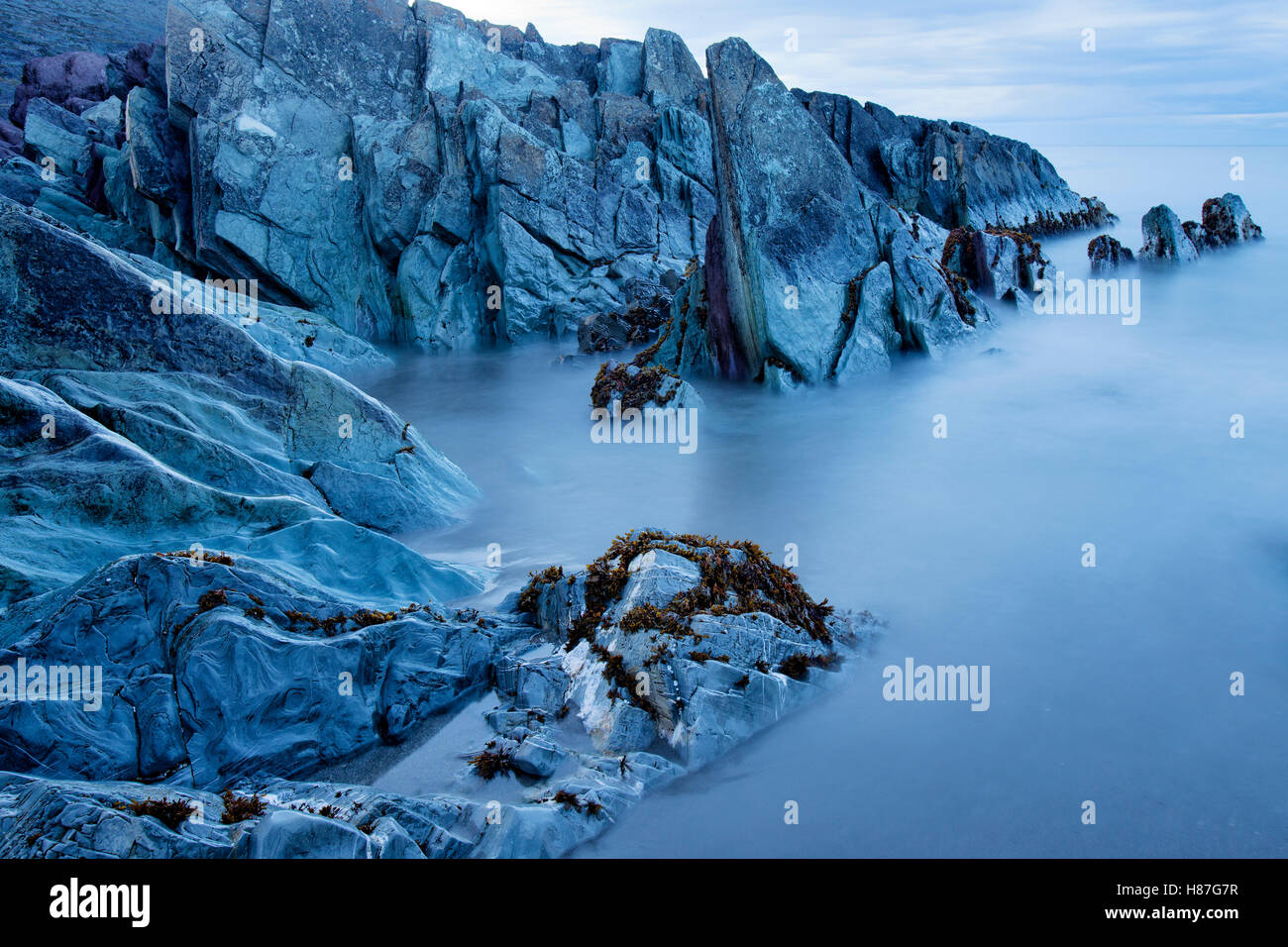 Sedimentary rocks along coast, Batsfjord, Persfjord, Varanger, Finnmark ...