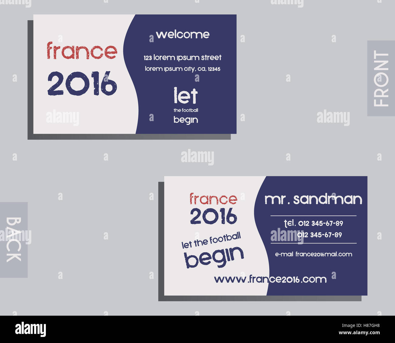 Brand identity elements - visiting card template. France 2016 Football ...